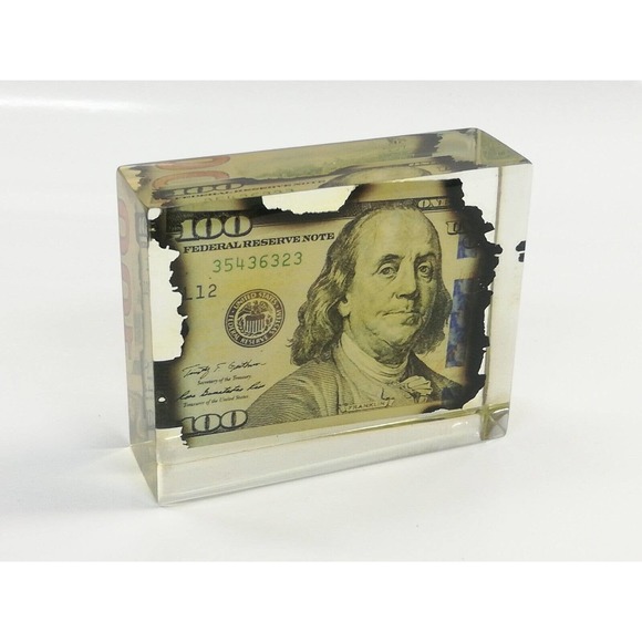 Handmade | Accents | Burnt New 0 Dollar Realistic Dollar Bill Epoxy ...